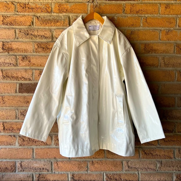 ASOS | Jackets & Coats | Saleasos White Patent Vegan Leather Button Up ...